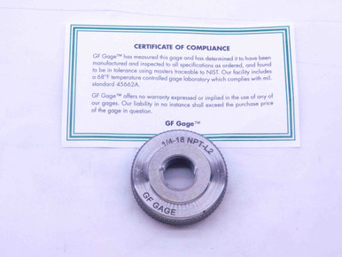 NEW 1/4 18 NPT L2 PIPE THREAD RING GAGE .25 .250 NATIONAL TAPER ANPT ...