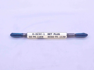 6 32 NC 1 SET THREAD PLUG GAGE #6 .138 .1380 GO NO GO P.D.'S = .1166 ...