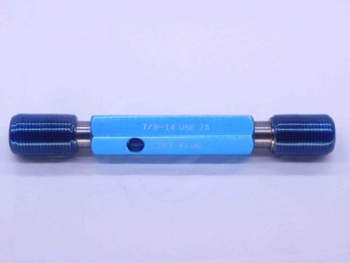 7/8 14 UNF 2A SPECIAL SET THREAD PLUG GAGE .875 GO NO GO P.D.'S = .8260 ...
