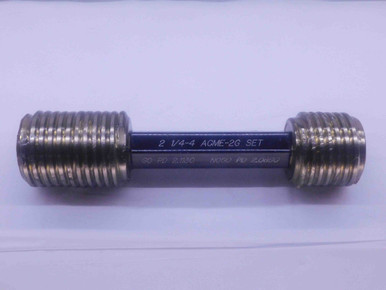2 1/4 4 ACME 2G SET THREAD PLUG GAGE 2.25 4 GO NO GO P.D.'S = 2.1130 ...