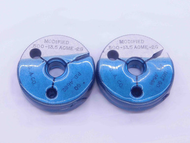 1/2 13.5 ACME 2G MODIFIED THREAD RING GAGES .5 GO NO GO P.D.'S = .4662 ...