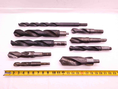 9pc LOT OF REDUCED SHANK / MODIFIED SHANK HSS DRILL BITS VARIOUS SIZES ...