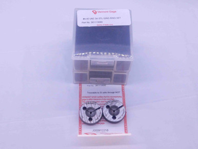 NEW 4 40 UNC 3A VERMONT THREAD RING GAGES #4 .112 GO NO GO PD'S = .0958 ...