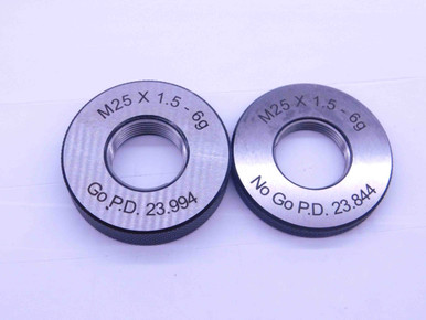 NEW M25 X 1.5 6g SOLID THREAD RING GAGES 25 GO NO GO P.D.'S = 23.994 ...