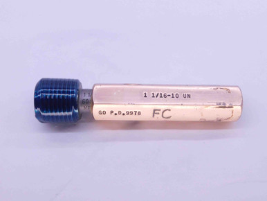 1 1/16 10 UN SPECIAL THREAD PLUG GAGE 1.0625 GO ONLY PD = .9978 2B 3B ...