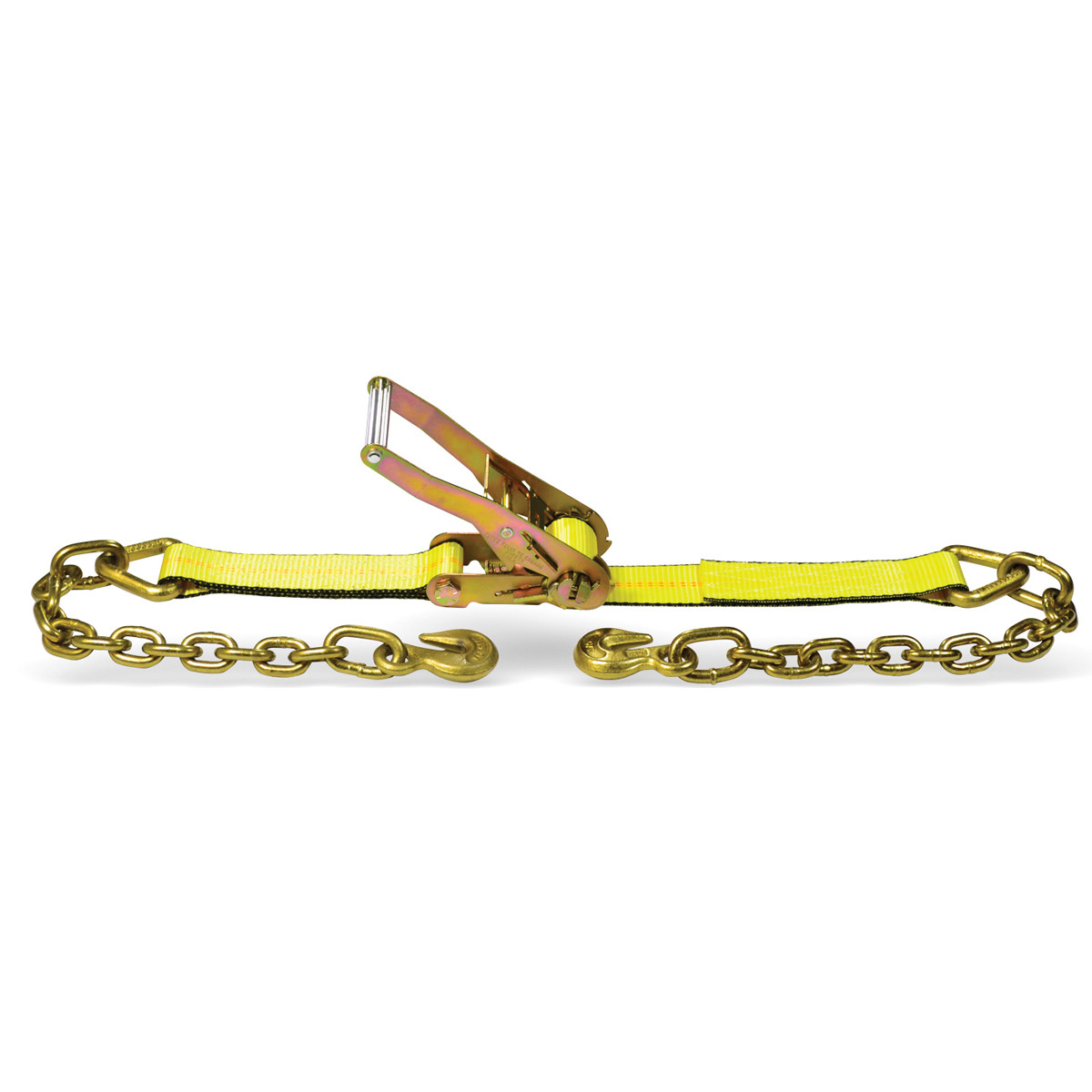 2" X 27' Ratchet Strap w/ Chain Anchors - Quality Chain Corp
