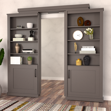 A Stylish double sliding door with shelves