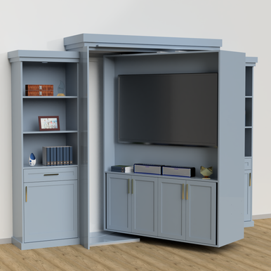 A rotating Murphy bed is a great way to add storage space