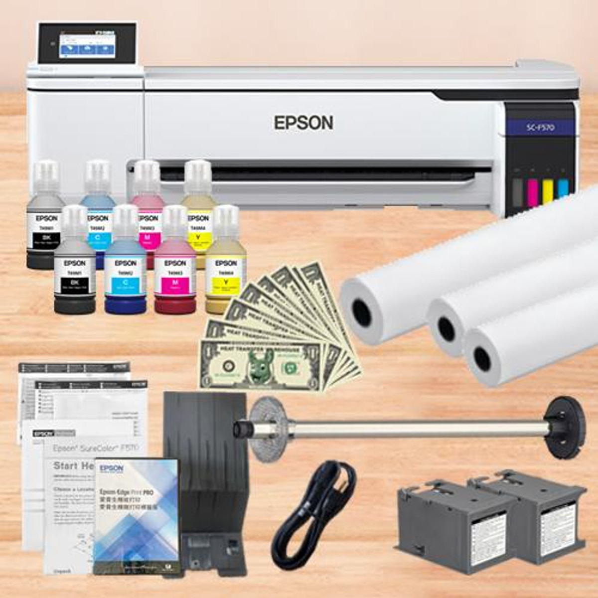Epson SureColor F570 24 Sublimation Printer Bundle Paper Ink Software 800 Bonus Credit