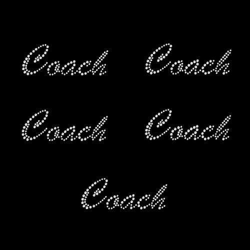 Coach Script (left chest) - Stock Rhinestone Transfer | Heat Transfer ...