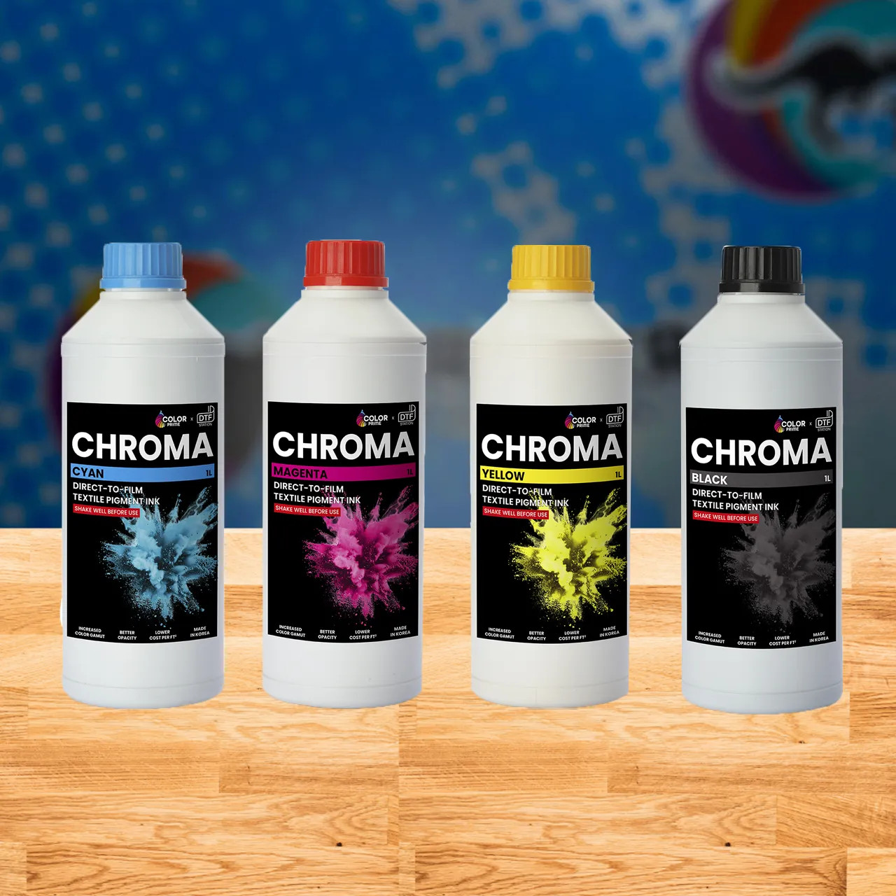Color Prime Chroma Ink | Vibrant DTF Printing Ink CMYK