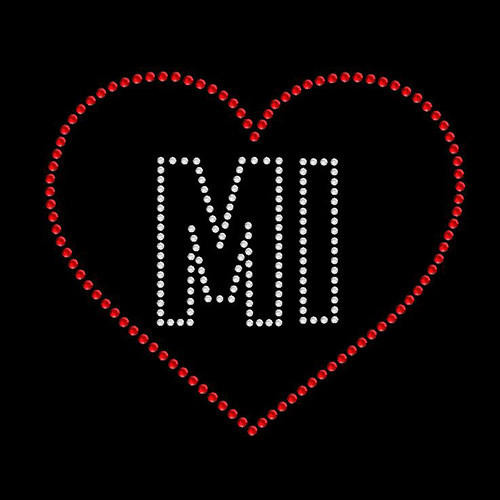 Michigan Heart Rhinestone Transfers - Heat Transfer Warehouse