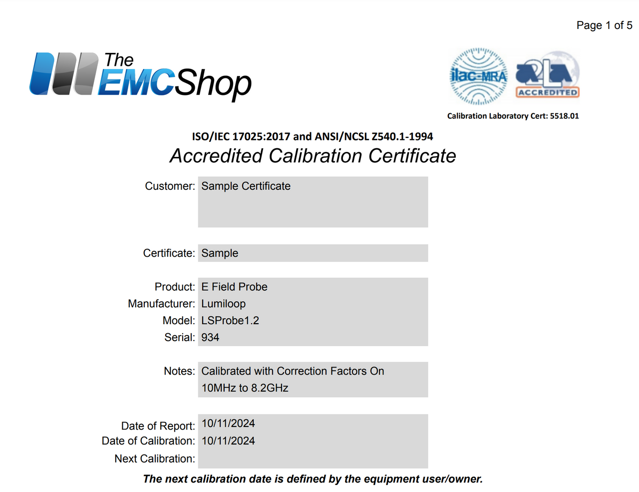 RF Field Probe Calibration (E-Field and H-Field)