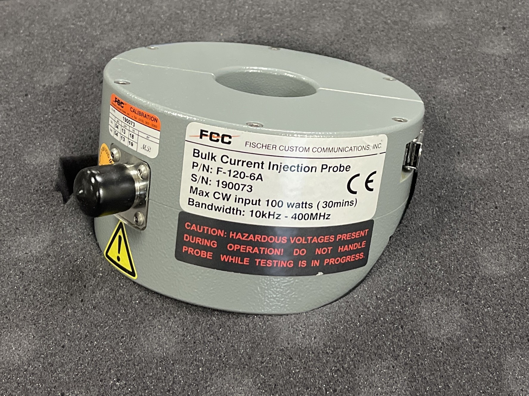 Fischer F-120-6A Bulk Current Injection Probe, 10 kHz – 400 MHz, 200 ...