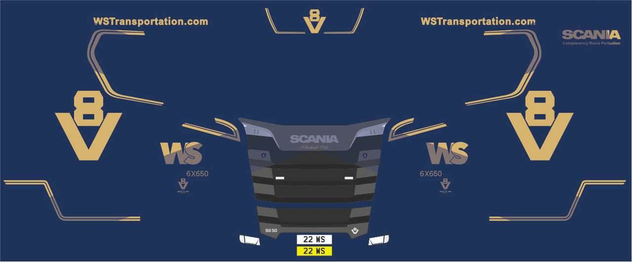 1.76 WS Gold* decals for Oxford Diecast S series Scania - ShedringHobbies