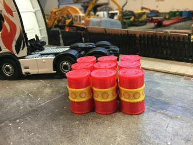 1/50 Shell Red & Yellow Oil Barrel 3D printed x6 - ShedringHobbies
