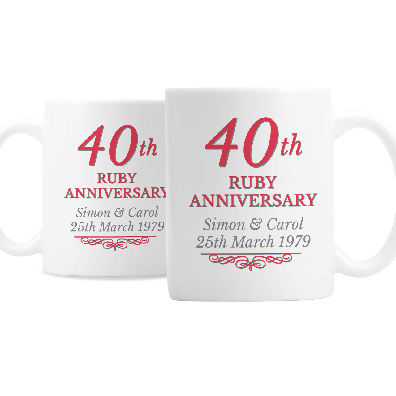 Personalized 40th Anniversary Mug Set