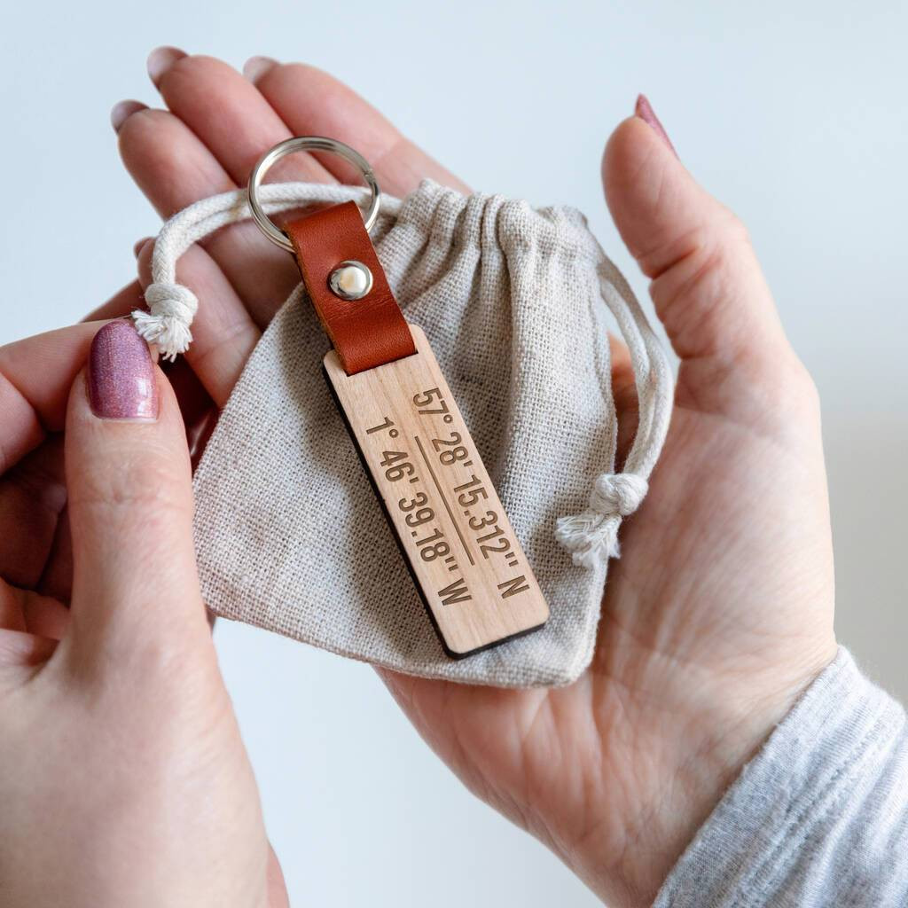 Personalized Coordinates Keychain