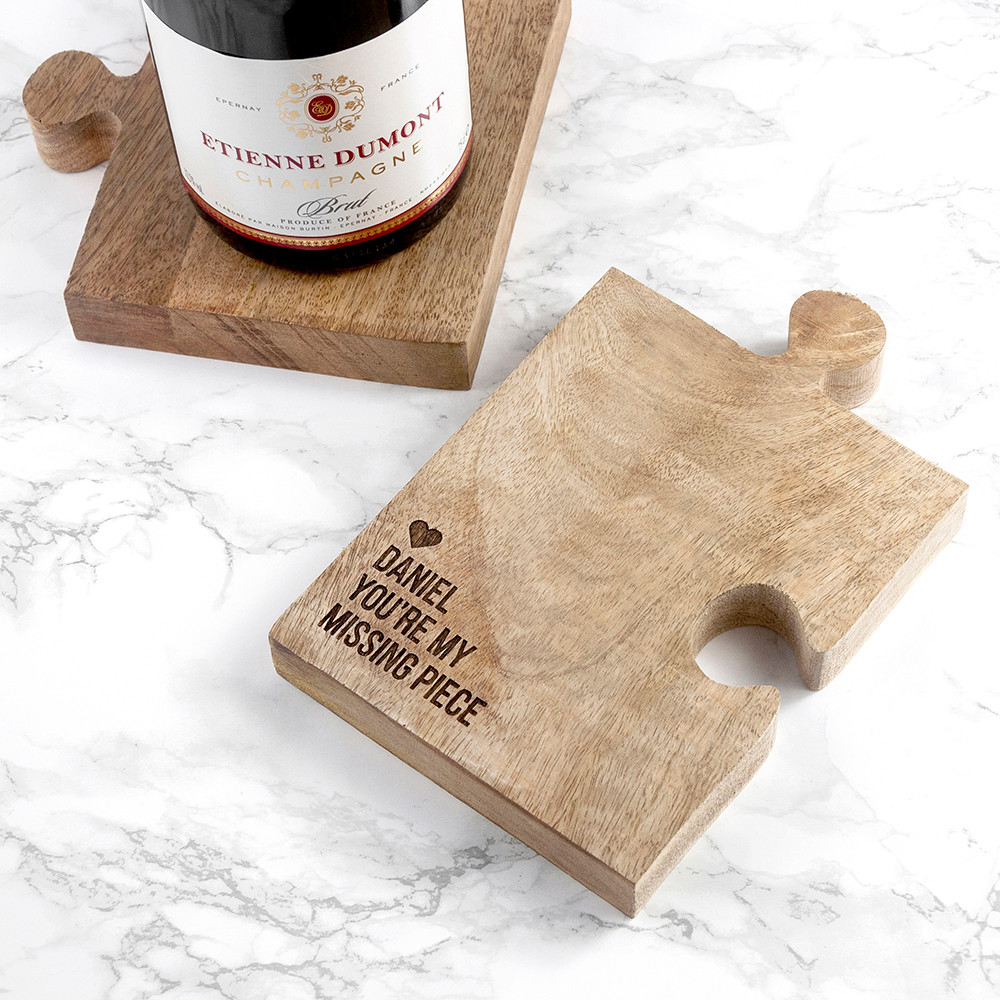 Personalized Jigsaw Puzzle Piece Bottle Coaster with Romantic Message