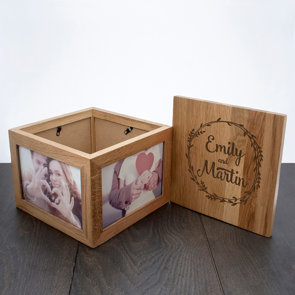 Personalized Wooden Photo Box For Anniversary - Free Shipping