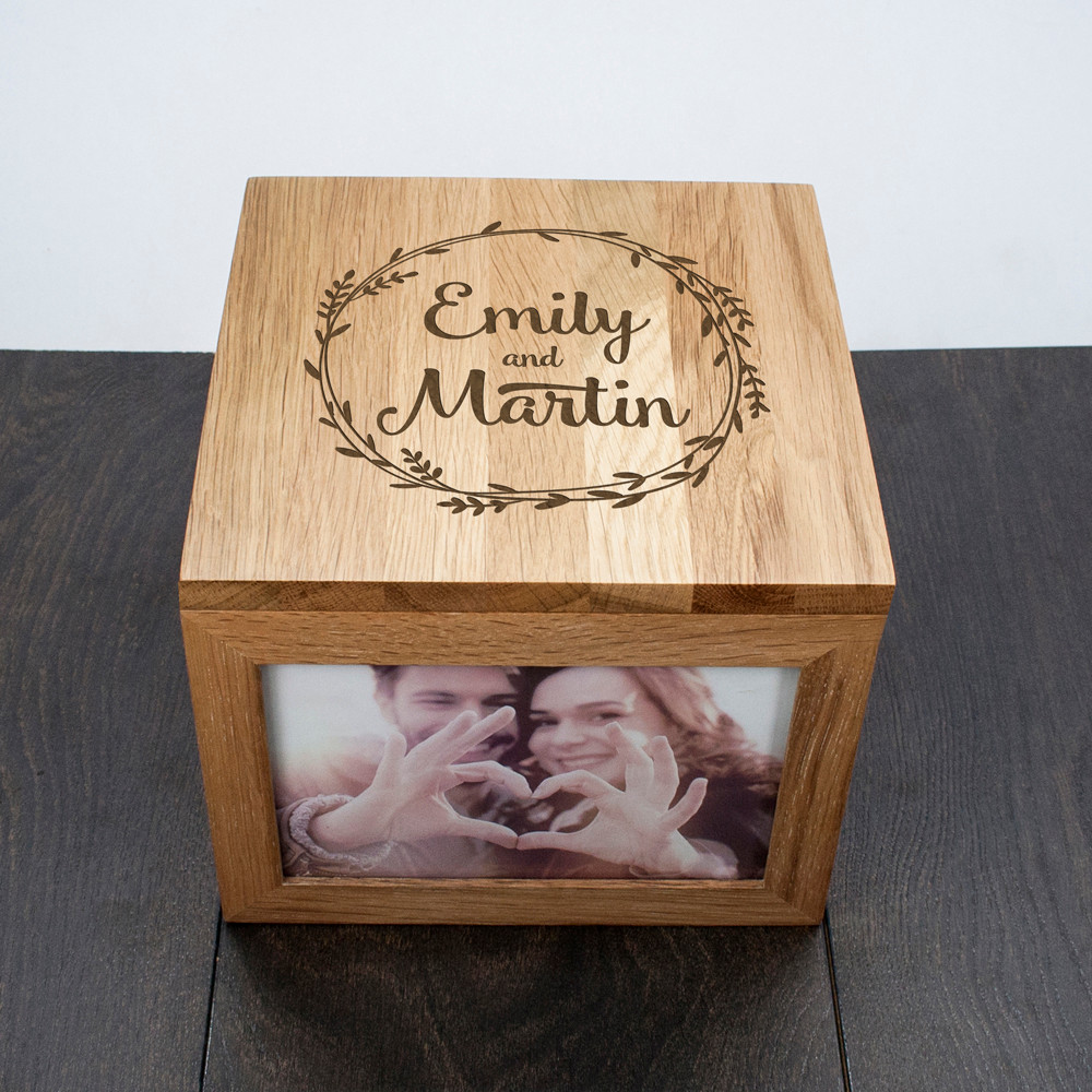 Personalized Wooden Photo Box For Anniversary - Free Shipping
