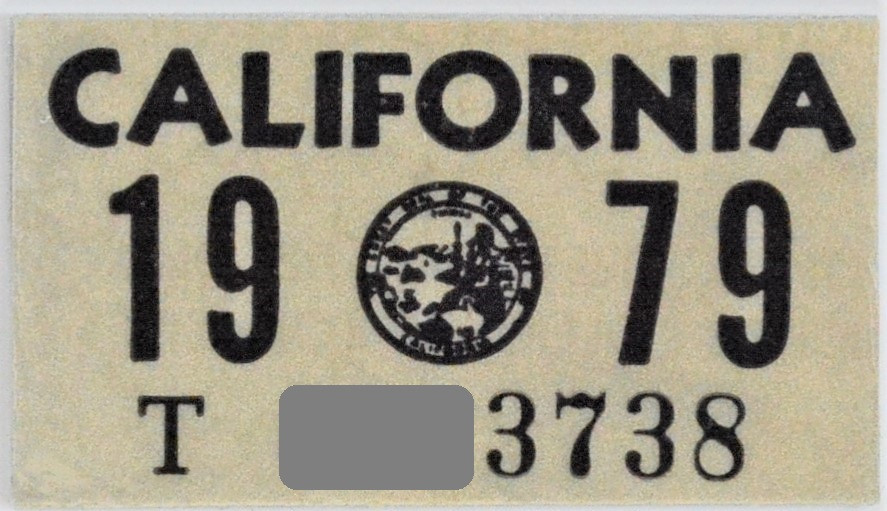 1979 California License Plate Sticker