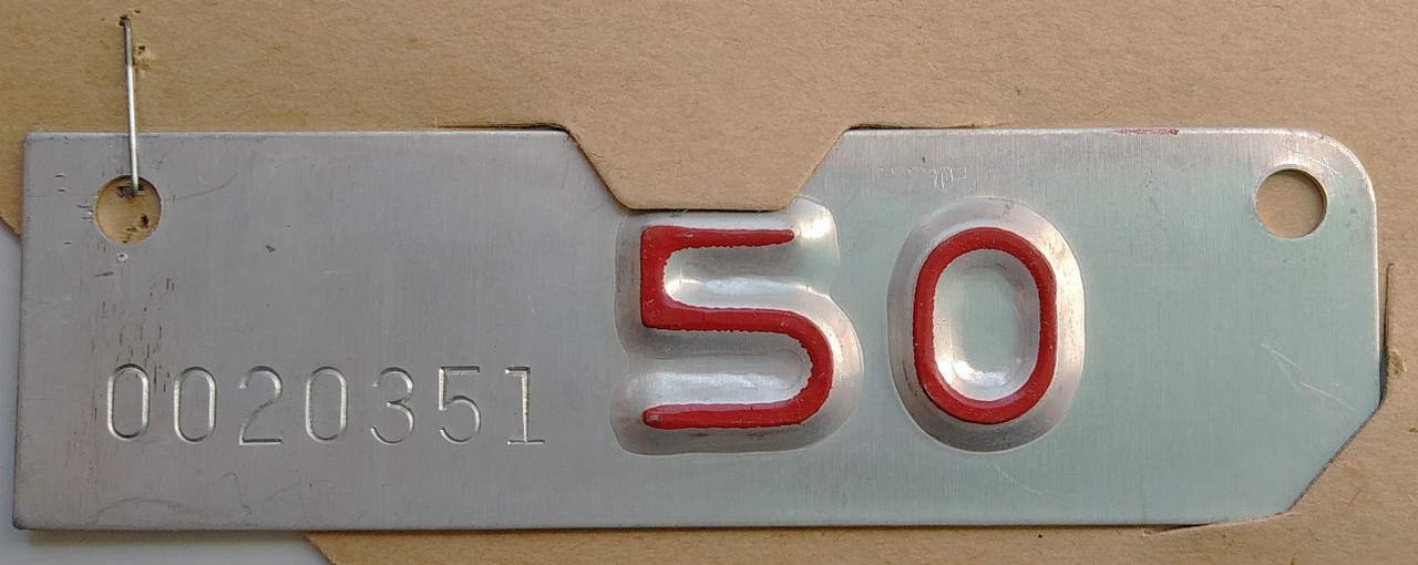1950 California Motorcyle License Plate Tab - Classic License Plates