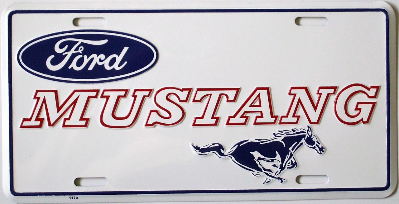 Ford Mustang Novelty Plate White - Classic License Plates