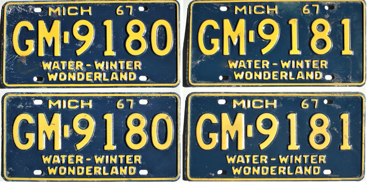 Old 1967 Michigan License Plates - Classic License Plates