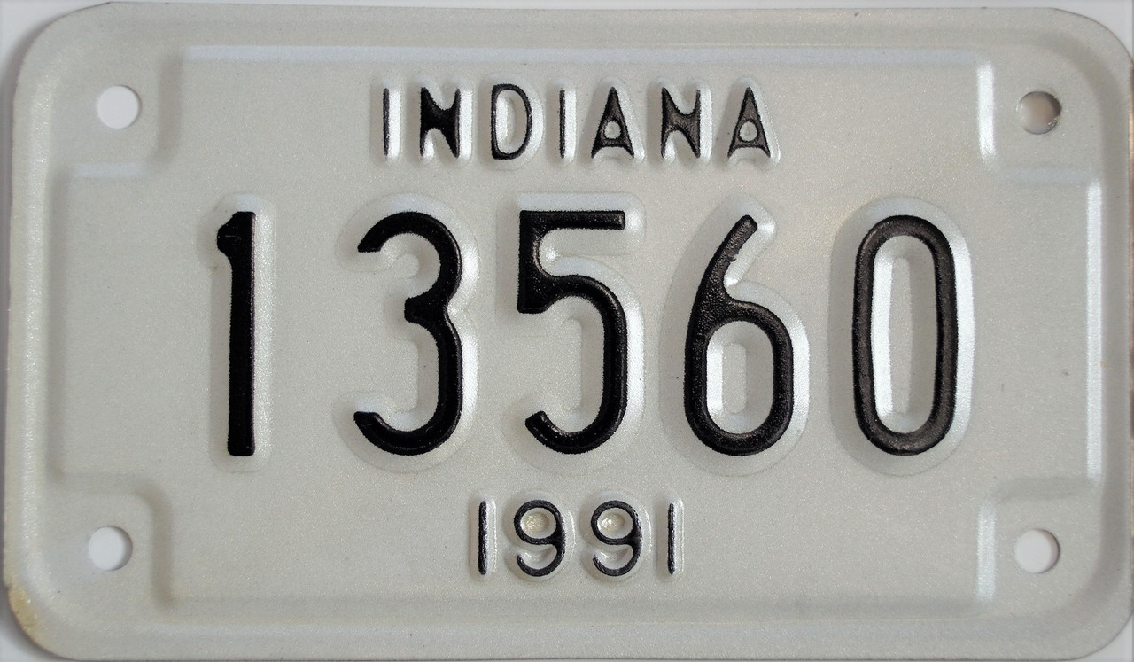 1991 Indiana Motorcycle License Plate - Classic License Plates