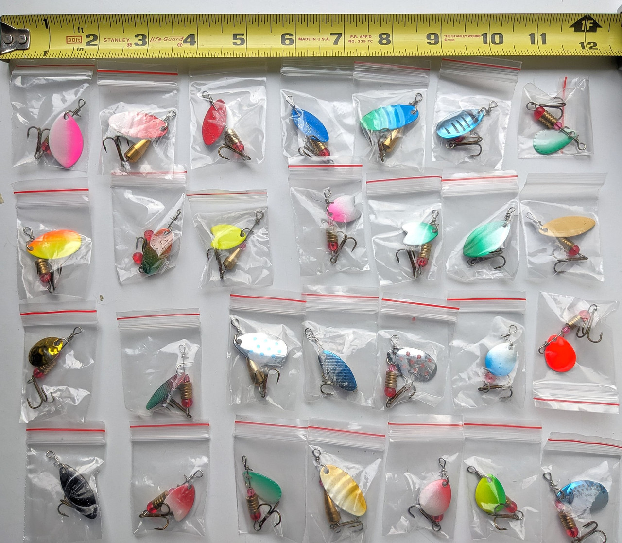 Trout Fishing Lures, 28 Spinners - Classic License Plates