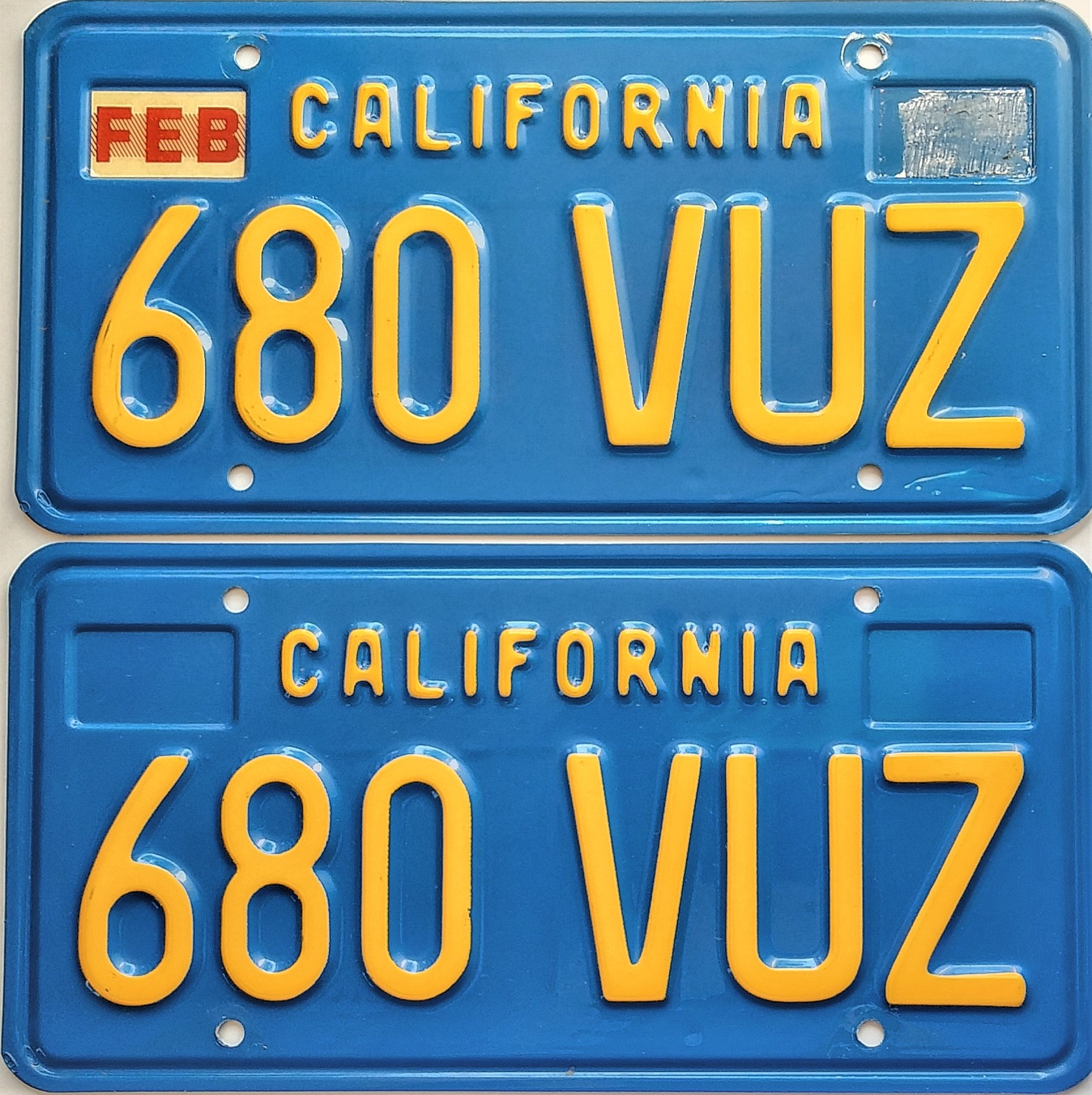 Vintage Blue California License Plates