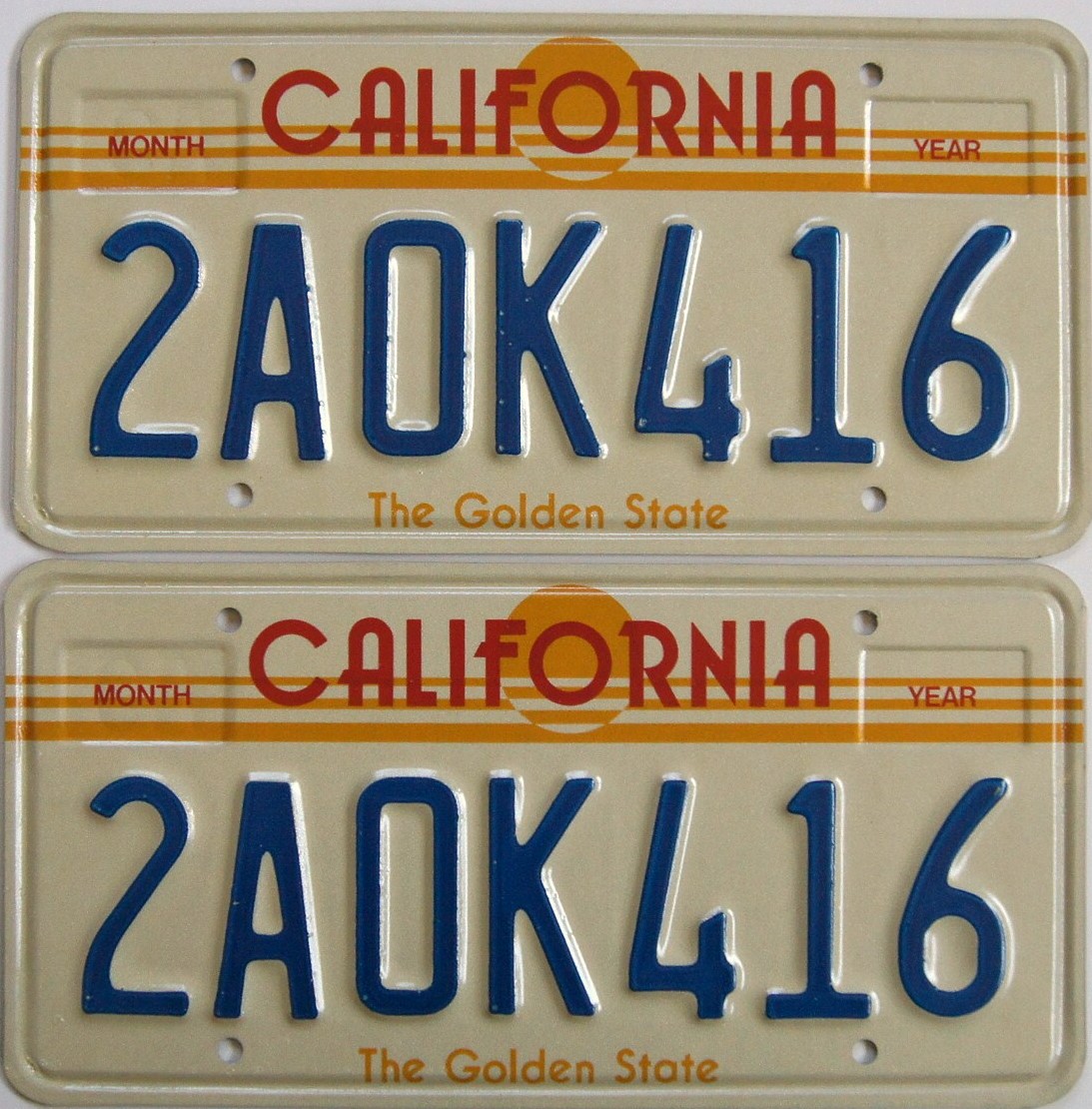California License Plates, golden state sun