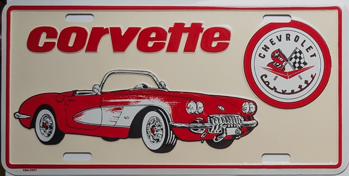 Vintage Chevrolet Corvette License Plate - Classic License Plates