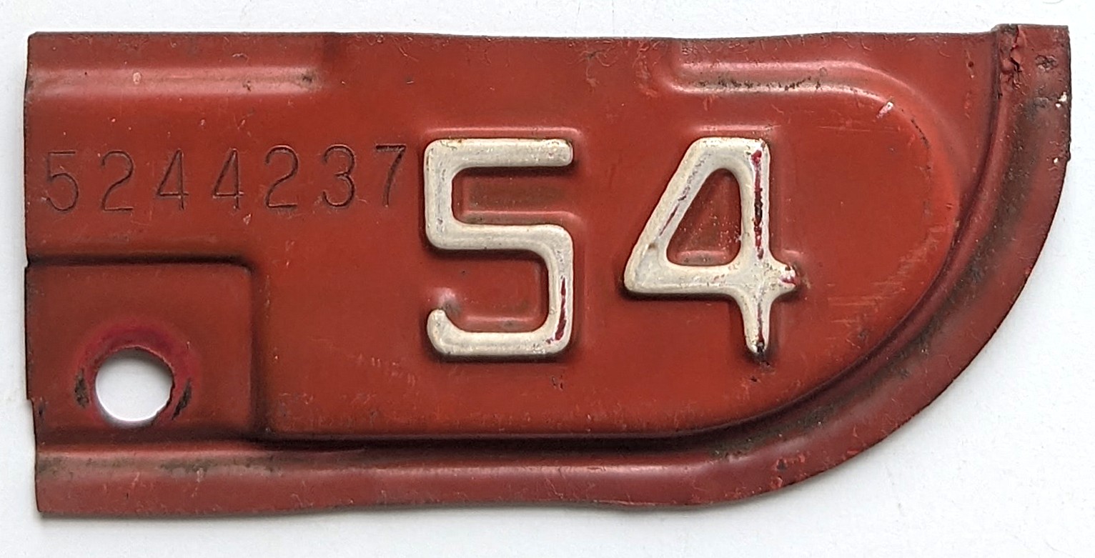 Vintage California License Plate Tab 1954 - Classic License Plates
