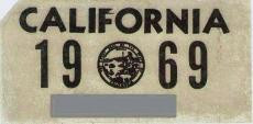 California License Plate Decal 1969