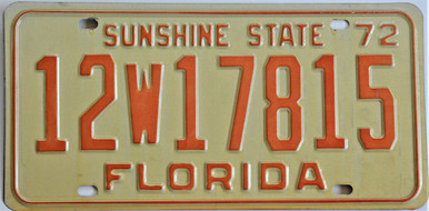 1972 Florida Tag SOLD - Classic License Plates
