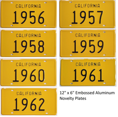 1956-1962 California Novelty License Plates