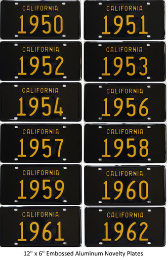 1950 - 1962 California Novelty License Plates