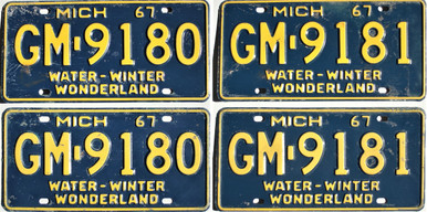 Old 1967 Michigan License Plates - Classic License Plates