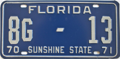 Vintage 1970 Florida License Plate - Classic License Plates