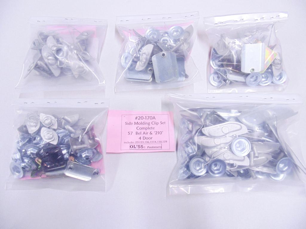57 1957 Chevy 4-Door Bel Air & 210 Stainless Side Molding Trim Clip Set ...