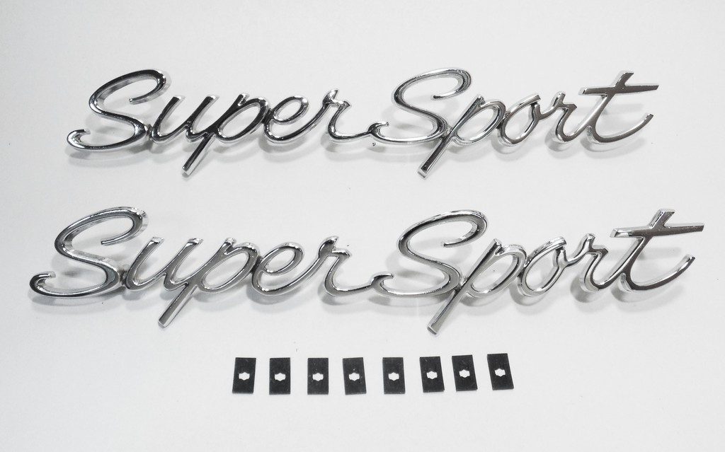 65 66 Chevy Impala SS Super Sport Front Fender Emblems Script Pair - I ...