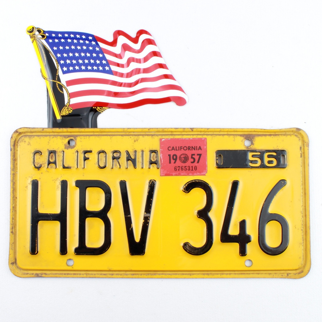 48 Star State USA American Flag License Plate Topper Stamped Aluminum ...