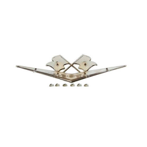 59 1959 Chevy Impala Bel Air Biscayne Chrome 348 Front Hood Vee Emblem ...