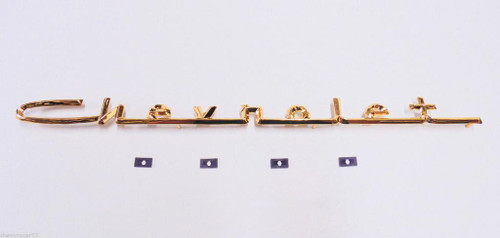 57 1957 Chevy Bel Air 6 Cylinder Gold Hood Script Emblem - I-5 Classic ...