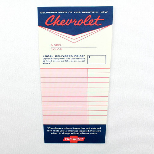 55 56 57 58 59 60 61 62 63 64 Chevy Blank Dealer Installed Accessory ...