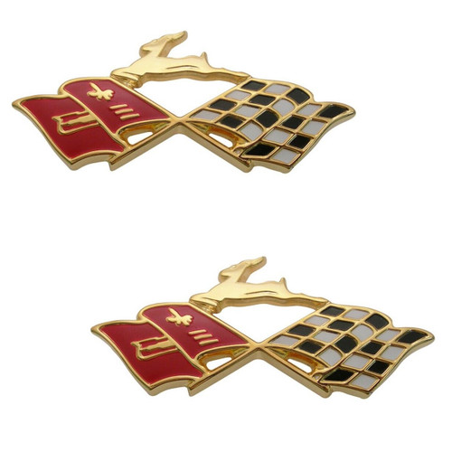 59 Chevy Impala Rear Quarter Panel Gold Flags Deer Emblems 1959 ...
