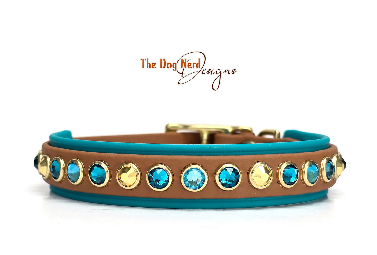 9.25-11.25” Teal & Gold Sparklee on Tan with Teal Border