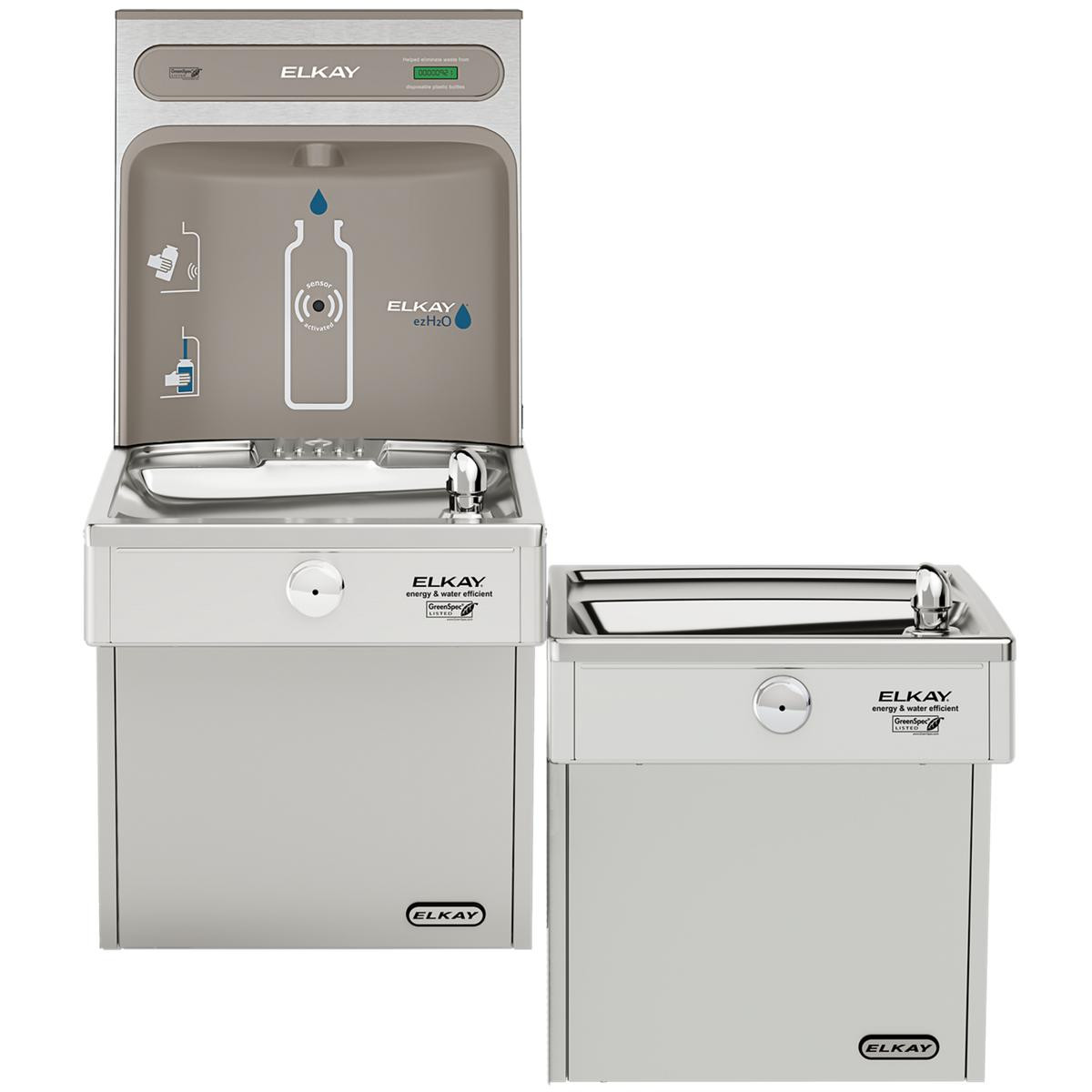 Elkay ezH2O Bottle Filling Station & Bi-Level High Efficiency Vandal ...